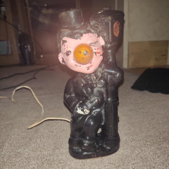 Art | Hobo Clown Table Lamp Light Porcelain Light Up Nose Electric ...